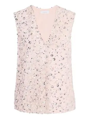 Rabanne Haut Bead And Sequin-embellished Crepe Blouse - Multi