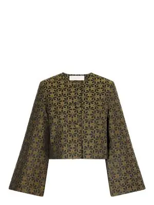 DESTREE Ruby Cropped Floral-jacquard Cotton-blend Twill Jacket