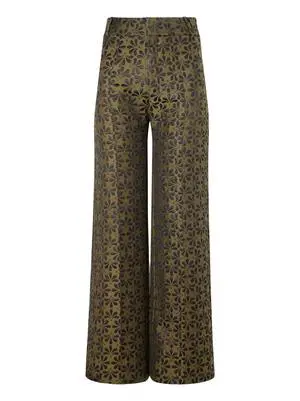 DESTREE Yoshitomo Pintucked Floral-jacquard Wide-leg Pants - Multi