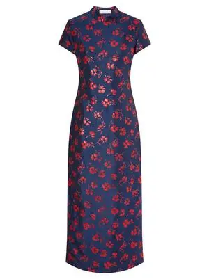 DESTREE Celia Floral-jacquard Taffeta Midi Dress - Multi