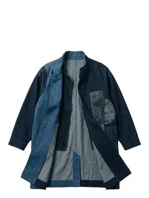 STORY WEAR Detachable Layered Long Jacket - Blue