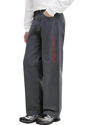 Dickies Logo-embroidered Wide-leg Trousers - Grey
