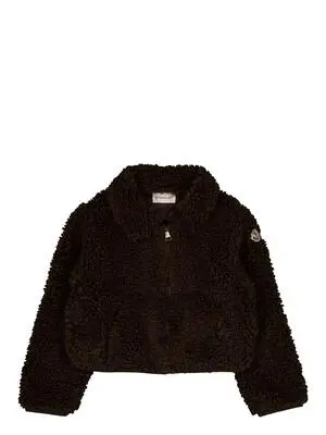Moncler Collar Teddy Fleece Cropped Jacket - Brown