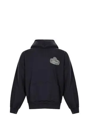 Rhude Logo Printed Long-sleeved Hoodie - Black