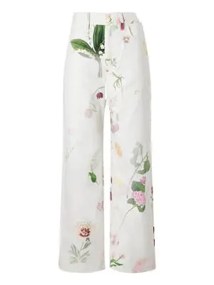 Oscar De La Renta Floral-print High-rise Straight-leg Jeans - No