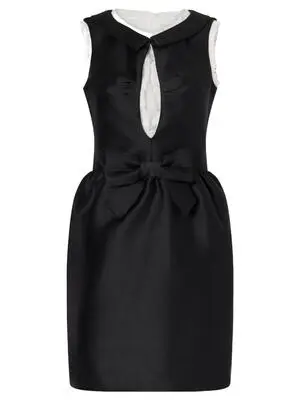 SHUSHU/TONG Bow-detailed Silk-trimmed Crepe Mini Dress - Black