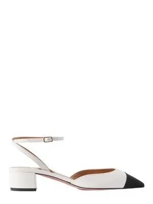 AQUAZZURA Grosgrain-trimmed Leather Mary Jane Pumps - No