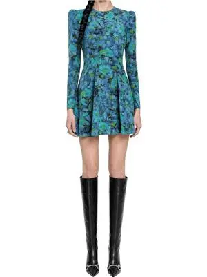 Gucci Long-sleeved Printed Dress - Azure/blue