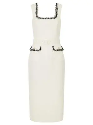 Rebecca Vallance Belted Tweed Midi Dress - No