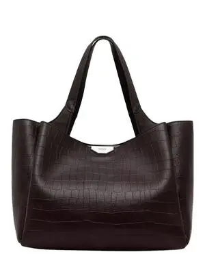 Dkny Crocodile-effect Tote Bag - Brown