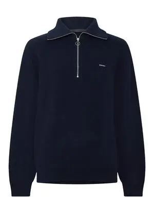Prada Darknavy Halfzip Collar Knit Sweater Blue