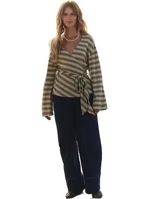 Free People It's A Wrap Pant Set - Citron Combo