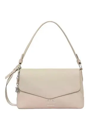 Armani Exchange Logo-plaque Pebbled Shoulder Bag - Neutrals