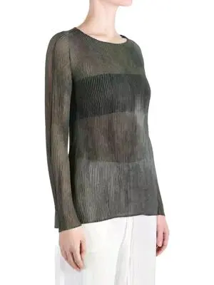 Issey Miyake Pleated Semi-sheer Top Grey