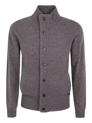 Barbour Button-up Elbow-patch Sweater - Grey