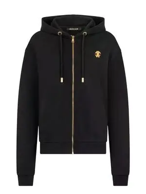 Roberto Cavalli Flaming Rose Zip-up Hoodie - Black