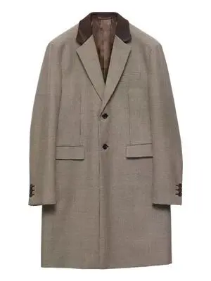 Prada Single-breasted Mohair Wool Coat - Brown