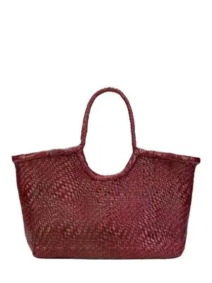 Dragon Diffusion Nantucket Woven Leather Tote Bag Red