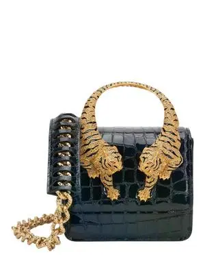 Roberto Cavalli Crocodile-effect Tiger Tote Bag - Black