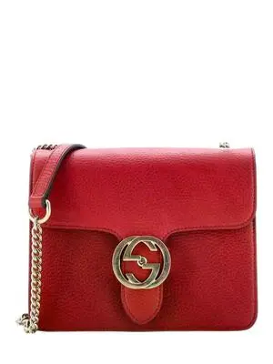 Gucci Interlocking Leather Small Shoulder Bag - Red