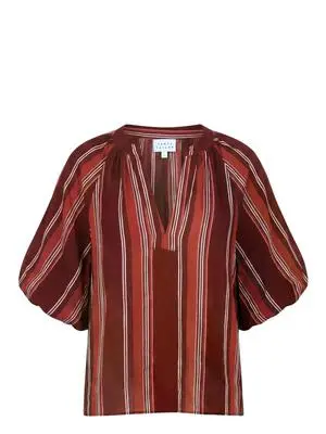 Tanya Taylor Marine Striped Puff-sleeve Blouse - Red