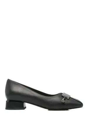 LINDA BAUMANN Plaque-detail Square-toe Heeled Pumps - Black