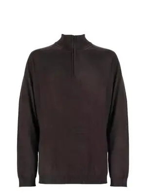 Premiata Half-zip Knitted Sweater - Brown