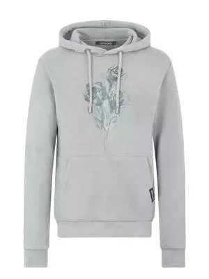 Roberto Cavalli Rose-print Drawstring Hoodie - Grey