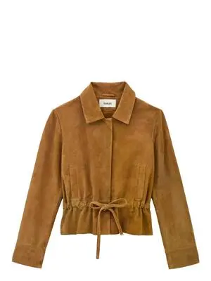 Ba&sh Manita Drawstring Suede Jacket - Brown