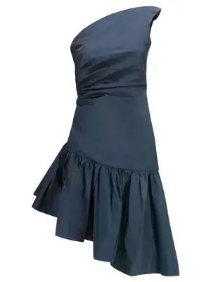 SARA ROKA Anuja Ruffle-detail One-shoulder Dress - Blue