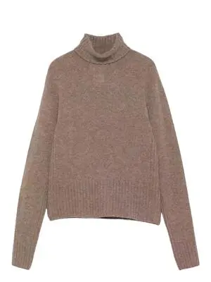 SOLOTRE Ribbed-knit Roll-neck Sweater - Brown