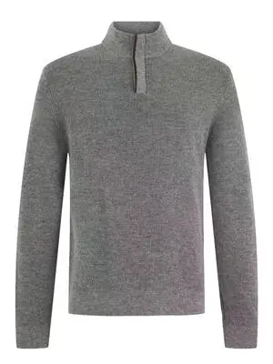 SLOWEAR Ribbed-knit Half-zip Sweater Grey