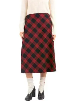 SOCIETE ANONYME Vero Checked Midi Skirt - Red
