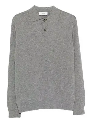 LARDINI Fine-knit Long-sleeve Polo Shirt - Grey