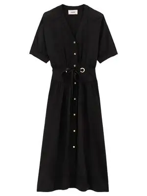 Ba&sh Parisa Button-up Midi Dress Black