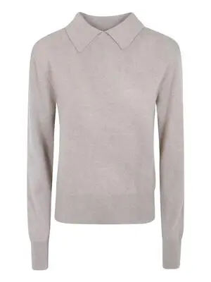 LABORATORIO CAPRI Spread-collar Knitted Fine-knit Sweater