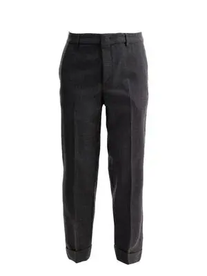 CRUNA Houndstooth Turn-up Trousers - Grey