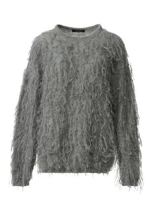 Fabiana Filippi Feather-trim Loop-knit Sweater - Grey