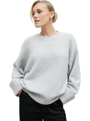 PRETTY LAVISH Camille Oversized Borg Jumper - Grey