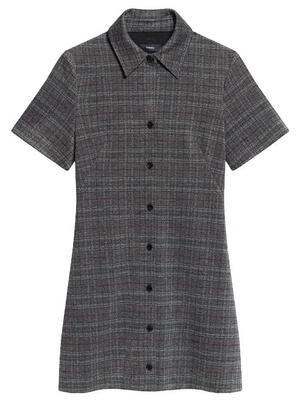 Theory Glen Plaid A-line Shirtdress - Wine Multi
