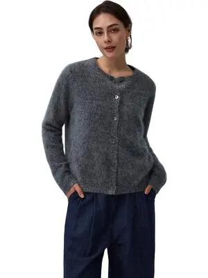 JUANA Brushed Wool-blend Cardigan - Forest Multi