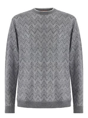 Missoni Long-sleeve Cashmere Zig Zag Sweater - Grey