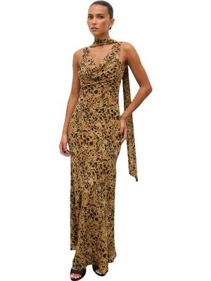 PRETTY LAVISH Arden Cowl Maxi Dress - Abstract Leopard