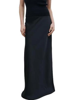PRETTY LAVISH Breya Satin Maxi Skirt - Black