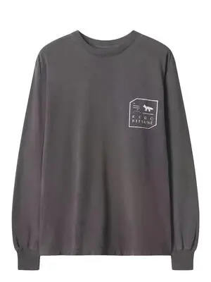 Maison Kitsuné Logo-print Long-sleeve T-shirt - Grey