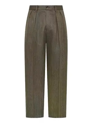 NINE:INTHE:MORNING Herringbone-pattern Pleated Trousers - Brown