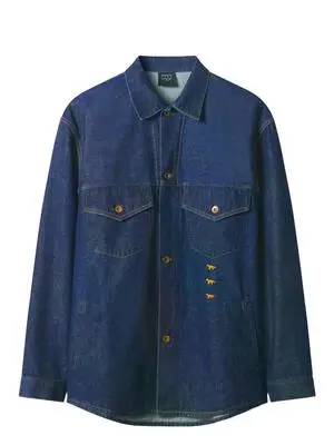 Maison Kitsuné Logo-embroidered Denim Shirt - Blue