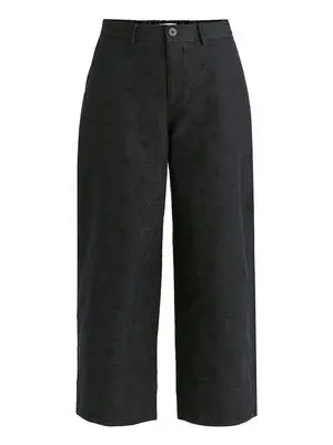 PAISIE Embroidered Polka Dots Denim Barrel Trousers In Dark Denim - Blue
