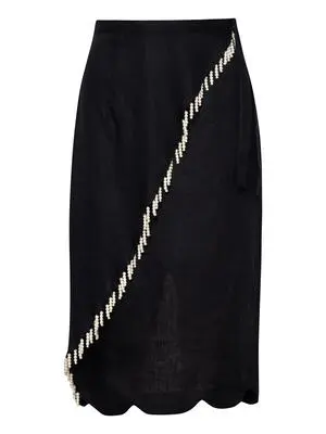 CAROLINA BENOIT Ava Pearled Skirt In – Romantic Skirt With Pearls - Black