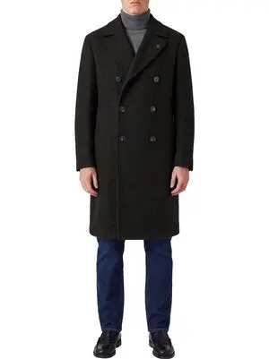 Tagliatore Double-breasted Knee-length Wool-blend Coat With Lapels - Brown